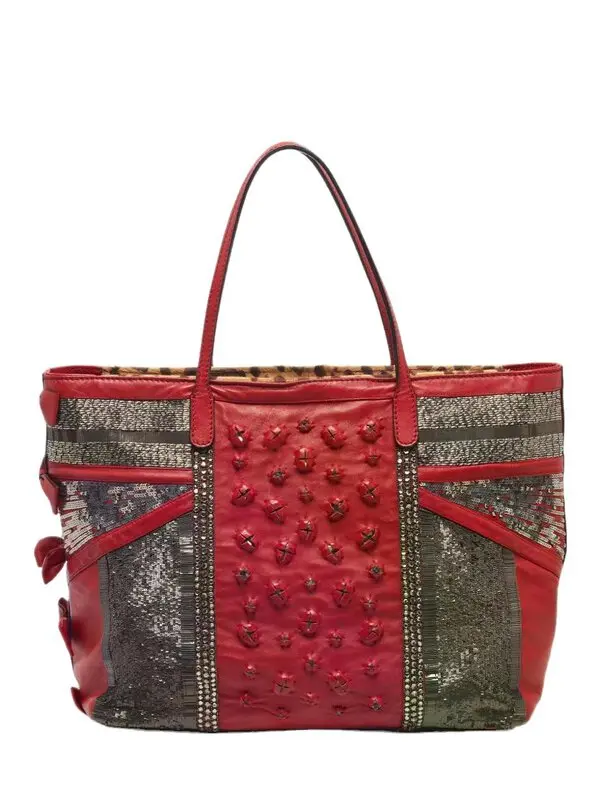 Valentino Garavani Sequinned Crystal-embellished Tote Bag - Red