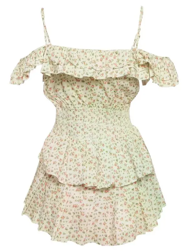 424 Floral Print Tiered Dress - Neutrals