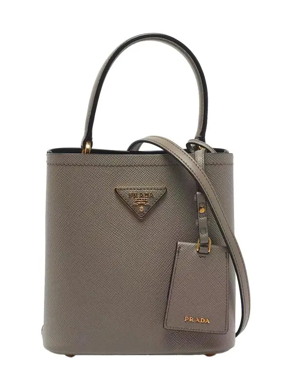 Prada Saffiano Leather Panier Handbag - Grey
