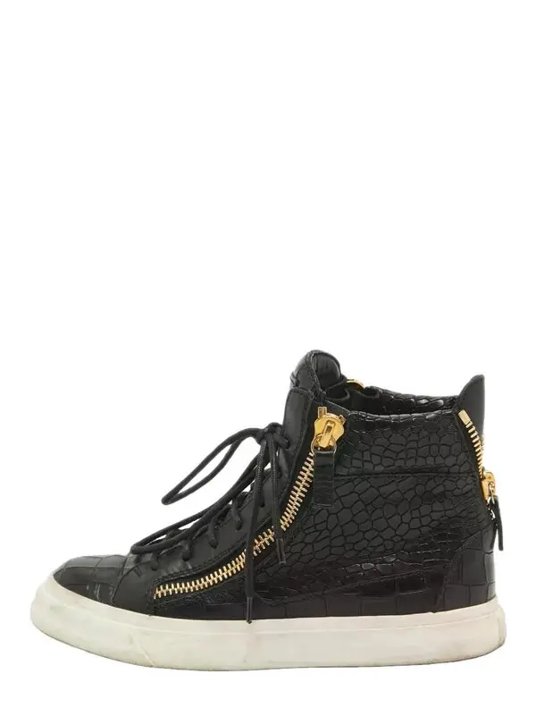 GIUSEPPE ZANOTTI Crocodile-embossed Leather Sneakers - Black