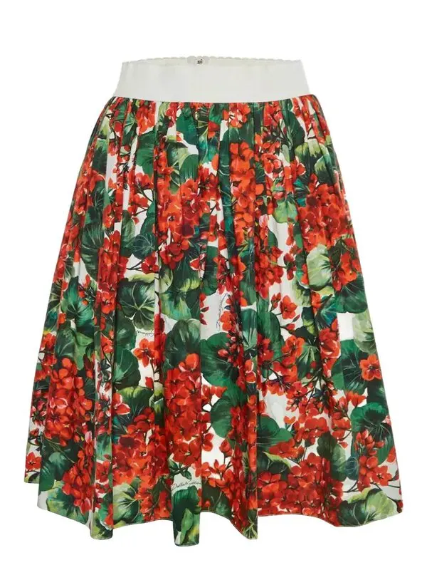 Dolce & Gabbana Floral-print Pleated Midi Skirt - Red