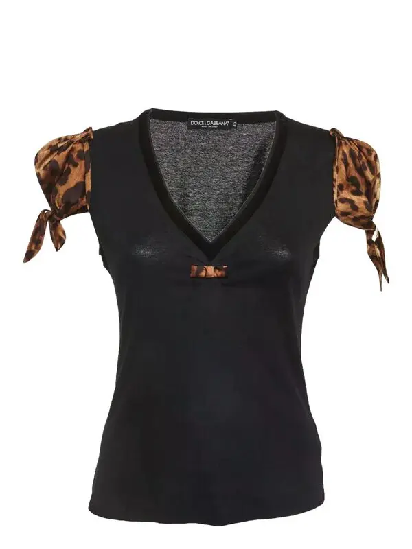 Dolce & Gabbana Leopard-print Bow Detail Top - Black