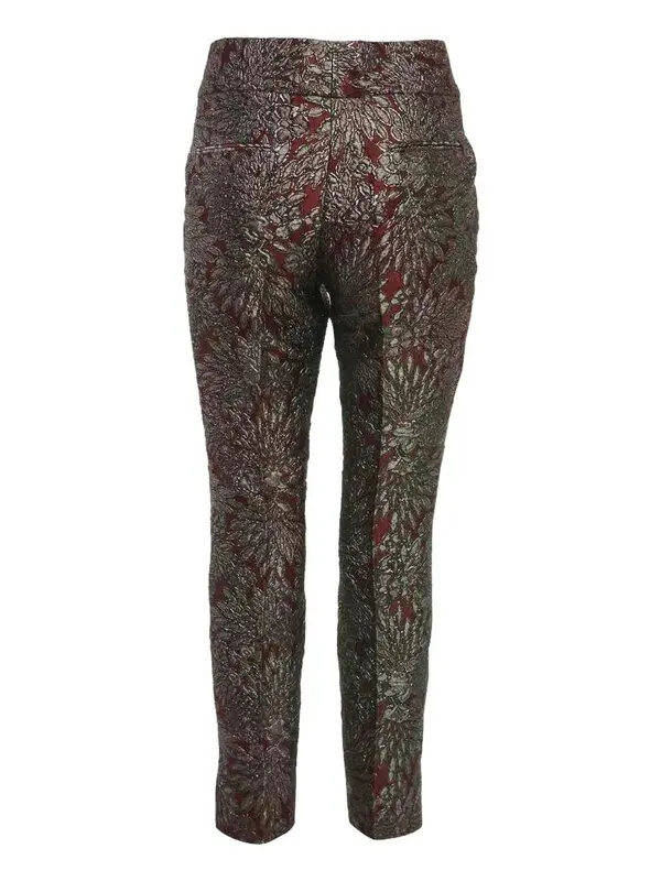 Dolce & Gabbana Burgundy Floral Jacquard Straight-leg Trousers - Red
