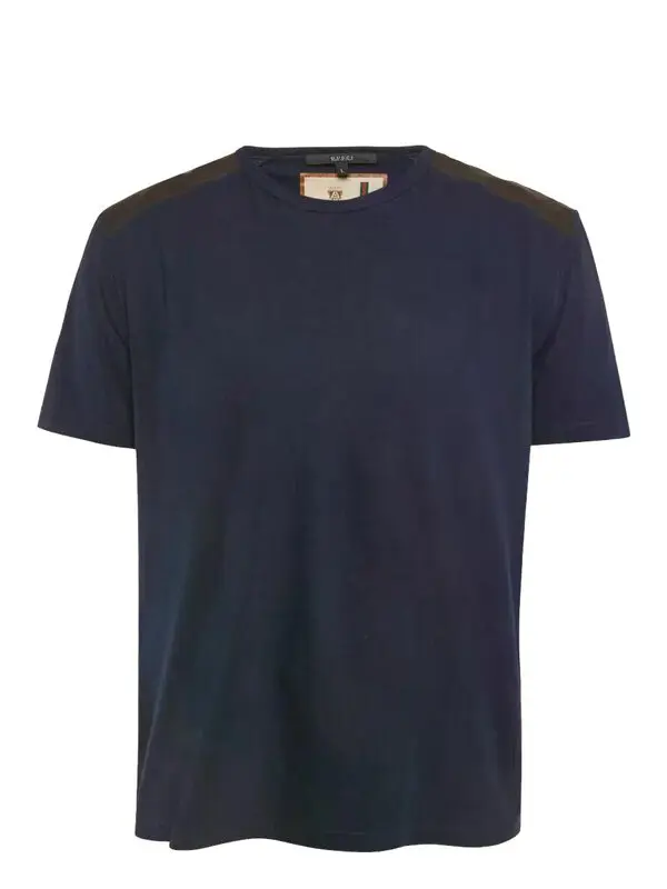 Gucci Leather-trim Short-sleeve Cotton T-shirt - Blue