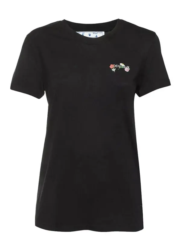 Off-White Floral Embroidered Arrow T-shirt - Black