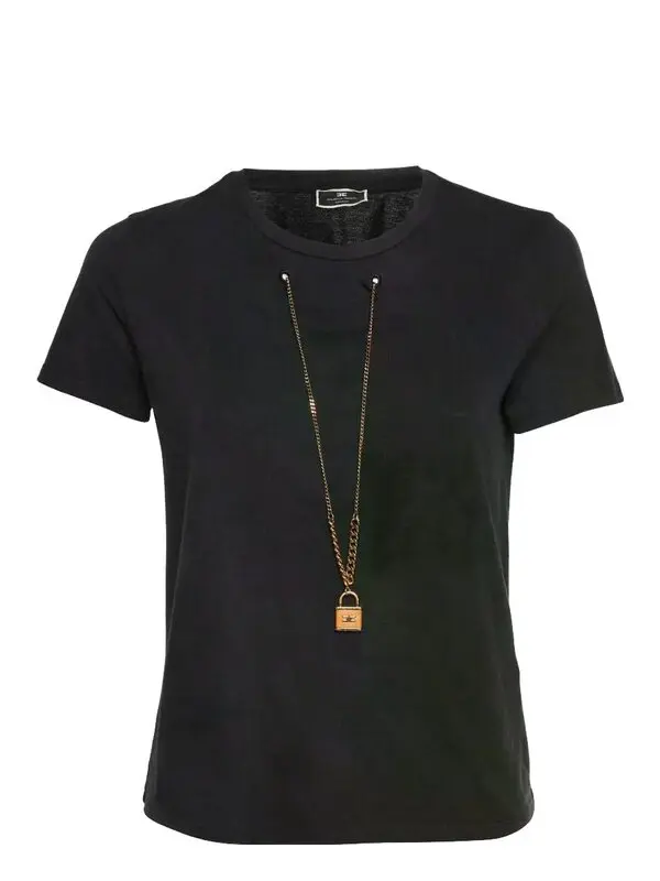 Elisabetta Franchi Chain-link Cotton T-shirt - Black
