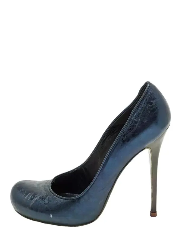 Alexander McQueen Metallic Foil Leather Pumps - Blue