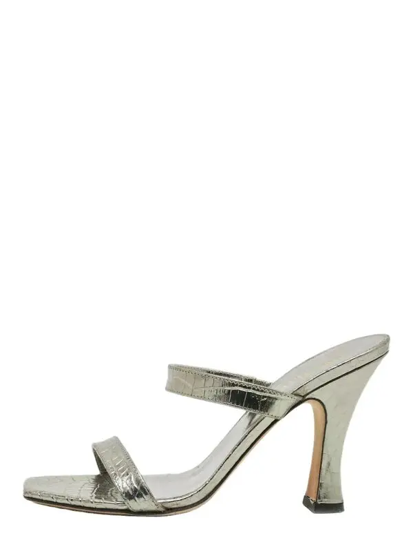 Paris Texas Tone Croc-embossed Open-toe Sandals - Silver