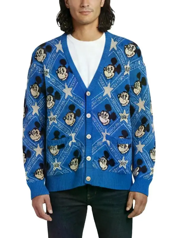 Gucci X Disney Mickey Mouse Jacquard Knit Cardigan - Blue