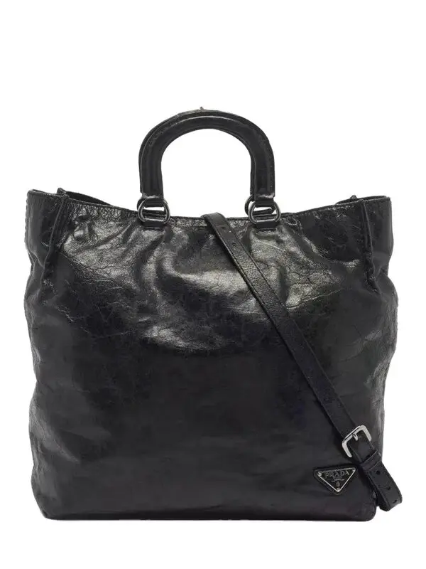 Prada Leather Tote Bag - Black
