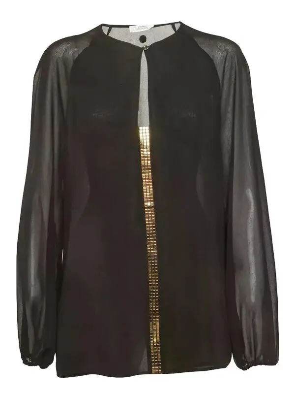 Versace Embellished Front Slit Blouse - Black