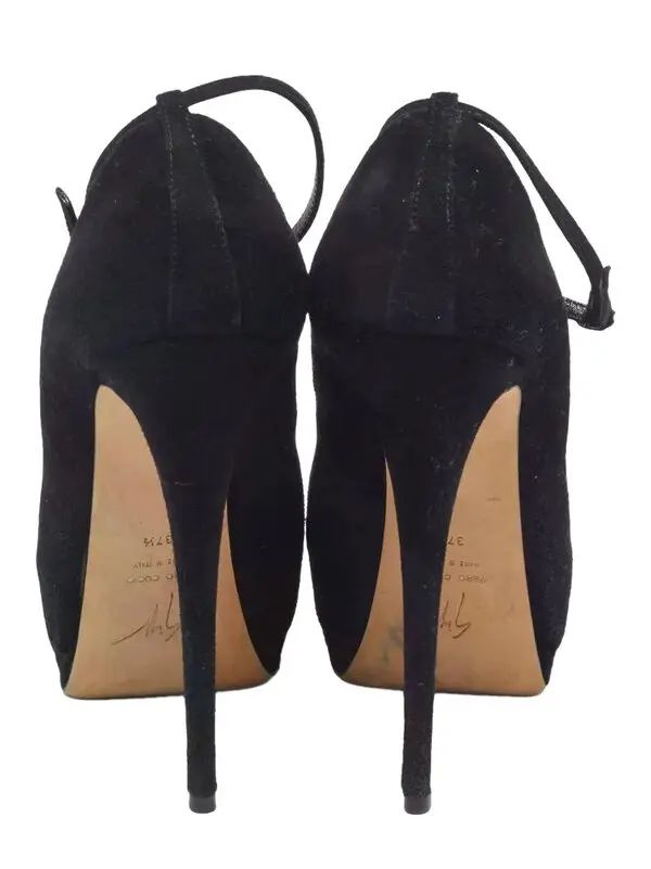 GIUSEPPE ZANOTTI Crystal-embellished Peep-toe Platform Pumps - Black