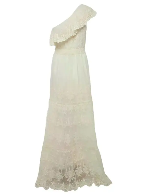 Y.A.S Floral-lace One-shoulder Maxi Dress - Neutrals