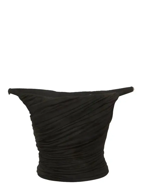 CHATS BY C.DAM Ruched Off-shoulder Blouse - Black