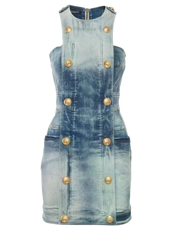 Balmain Zip-up Mini Dress - Blue