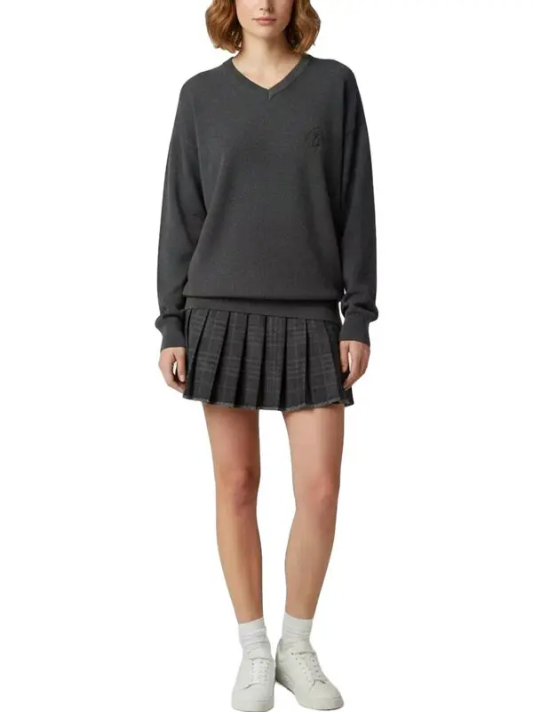 Balenciaga Pleated V-neck Mini Dress - Grey
