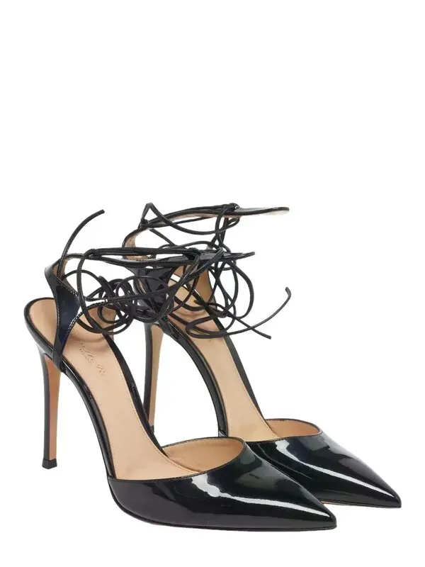 GIANVITO ROSSI Patent Leather Ankle-tie Pumps - Black