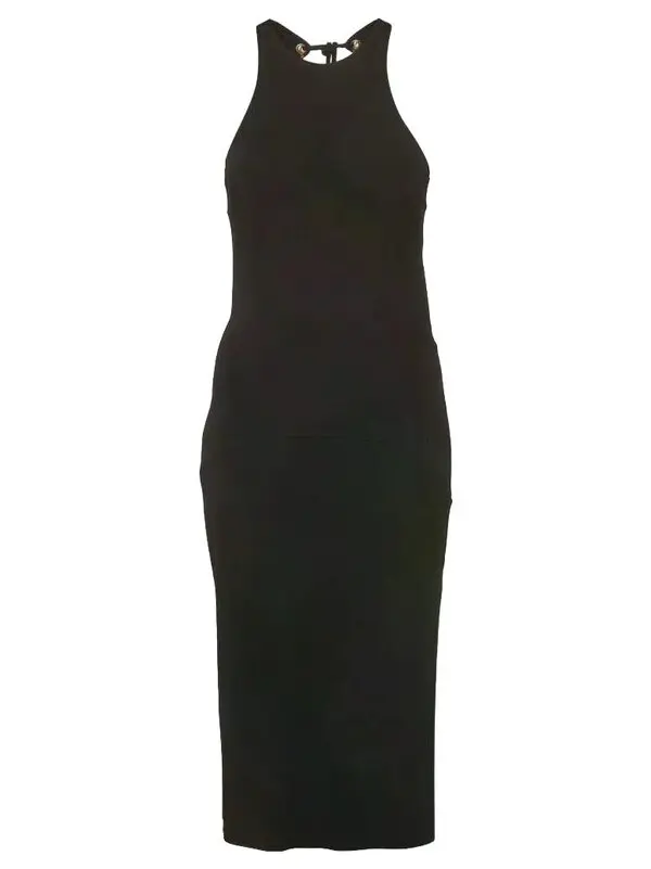 Elisabetta Franchi Jersey Halter Neck Open Back Midi Dress - Black