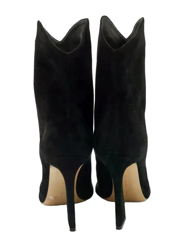 GIANVITO ROSSI Suede Pointed-toe Ankle Boots - Black