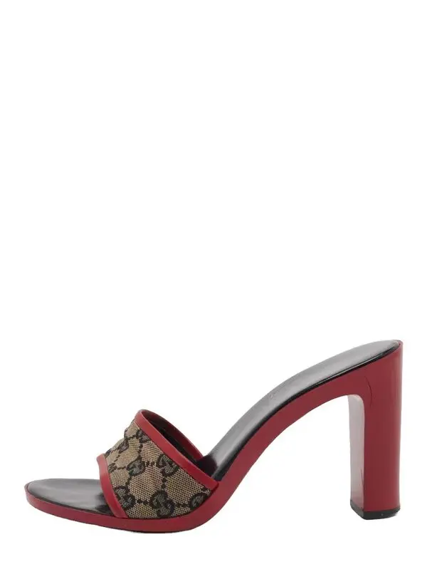 Gucci Gg Canvas Block Heel Sandals - Neutrals