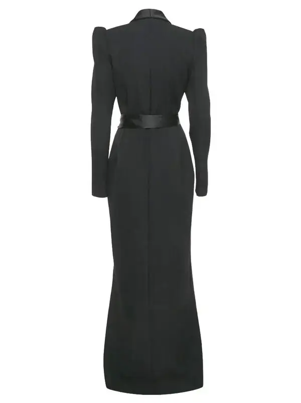 Alexandre Vauthier Wool Satin Collar Maxi Dress - Black