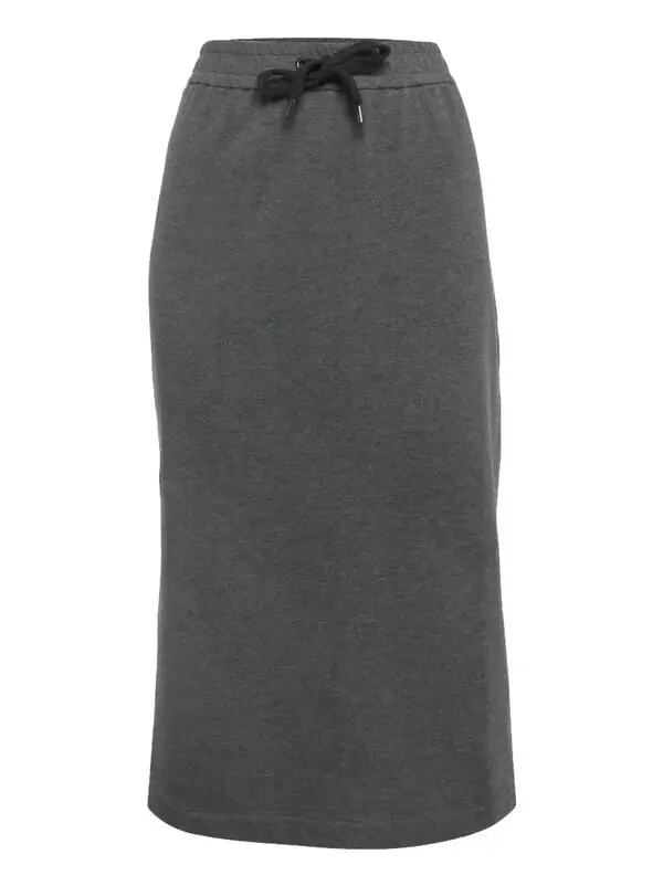 Brunello Cucinelli Drawstring Pencil Midi Skirt - Grey