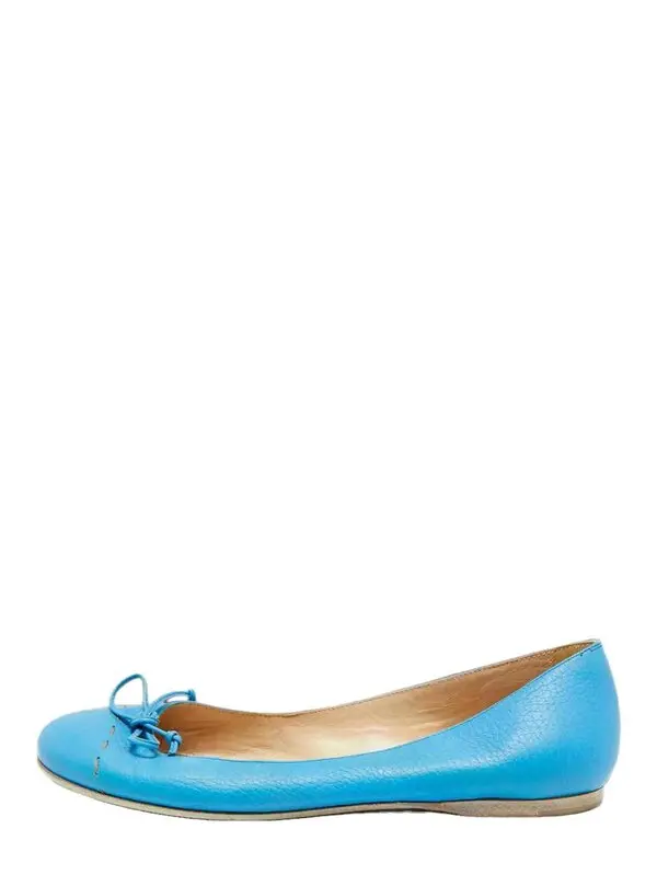 Fendi Leather Ballet Flats With Bow Detail - Blue