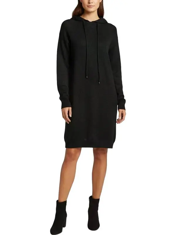 Elisabetta Franchi Lurex Hooded Mini Dress - Black