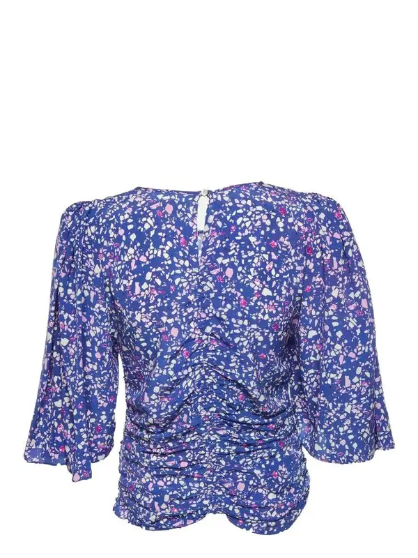 Isabel Marant Étoile Ruched Speckle-print Blouse - Blue