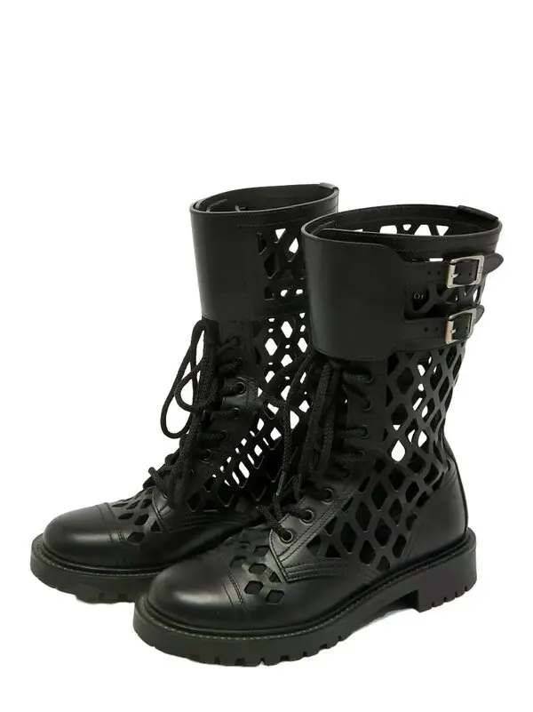 Dior Laser-cut Combat Boots - Black