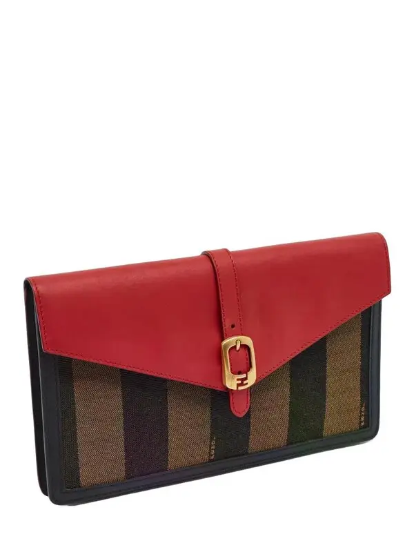 Fendi Pequin Buckle-fastening Clutch Bag - Red