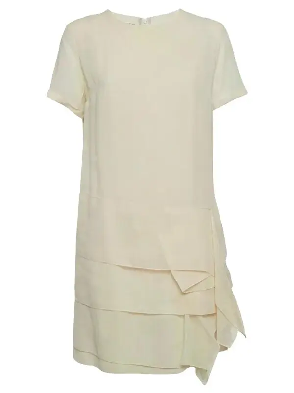 Brunello Cucinelli Cream Cotton Tiered Mini Dress - Neutrals