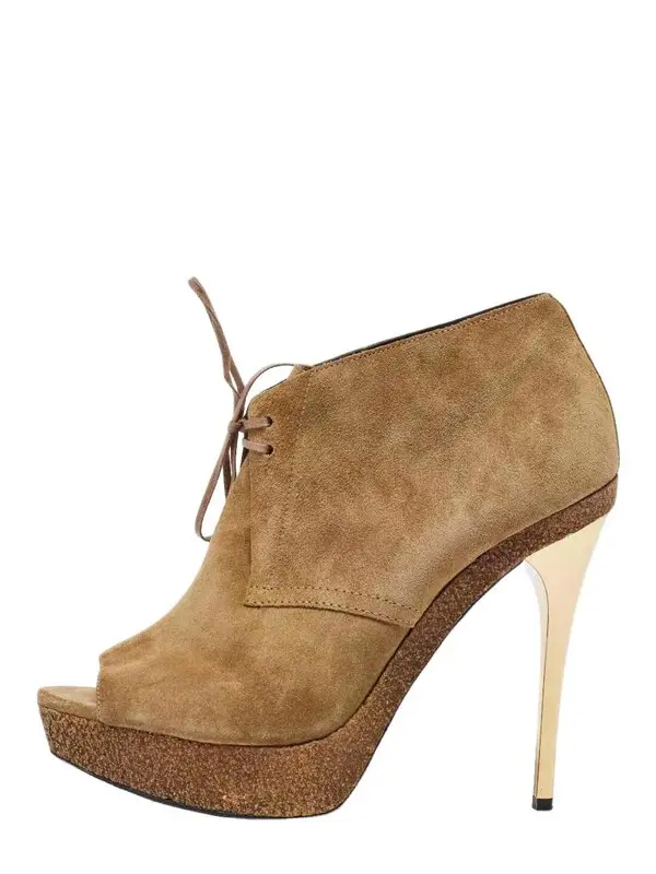 Burberry Peep-toe Platform Stiletto Boots - Neutrals