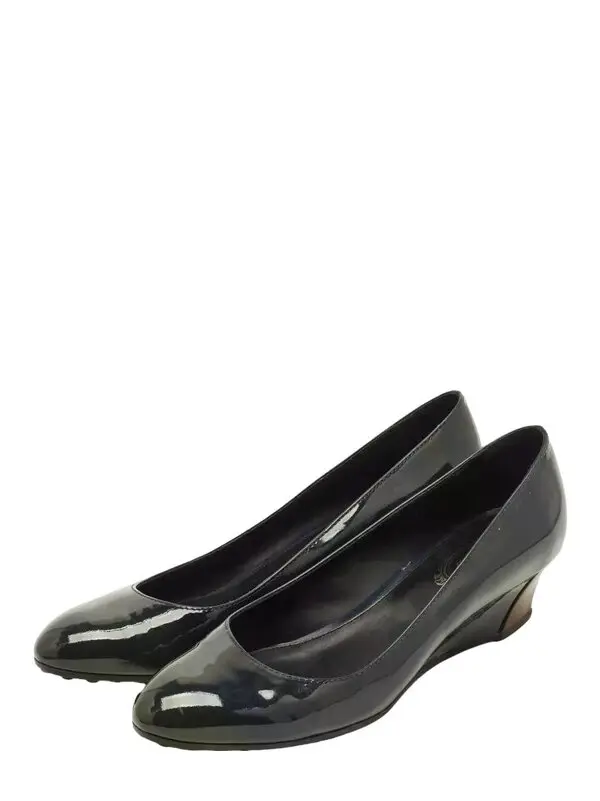TOD'S Leather Wedge Pumps - Blue