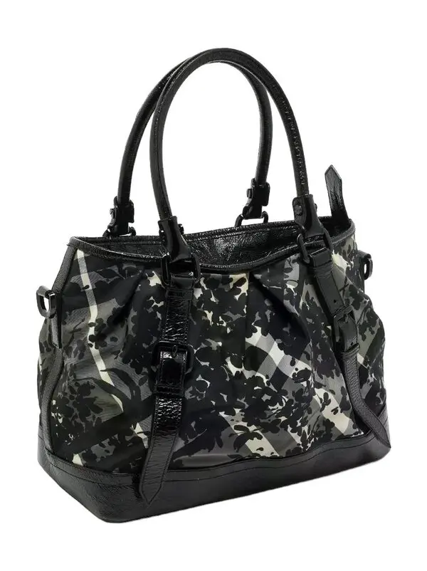 Burberry Floral Beat Check Tote Bag - Black