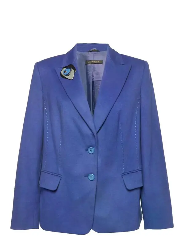 Marina Rinaldi Felt Single-breasted Blazer - Blue