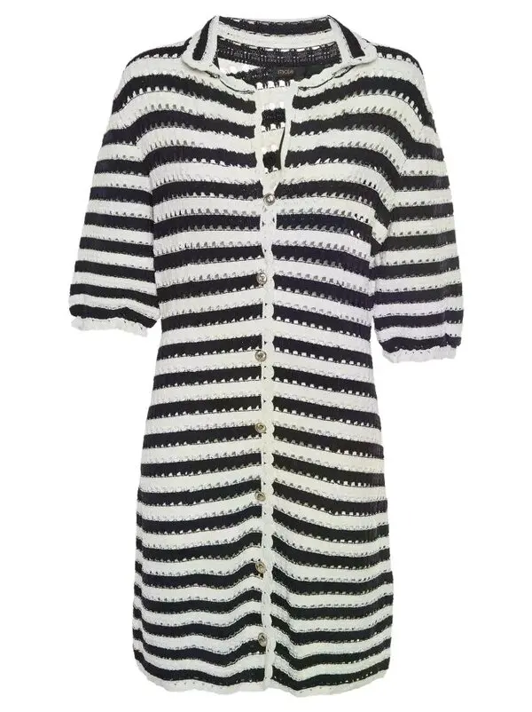 Maje Striped Rosette-detail Mini Dress - Blue