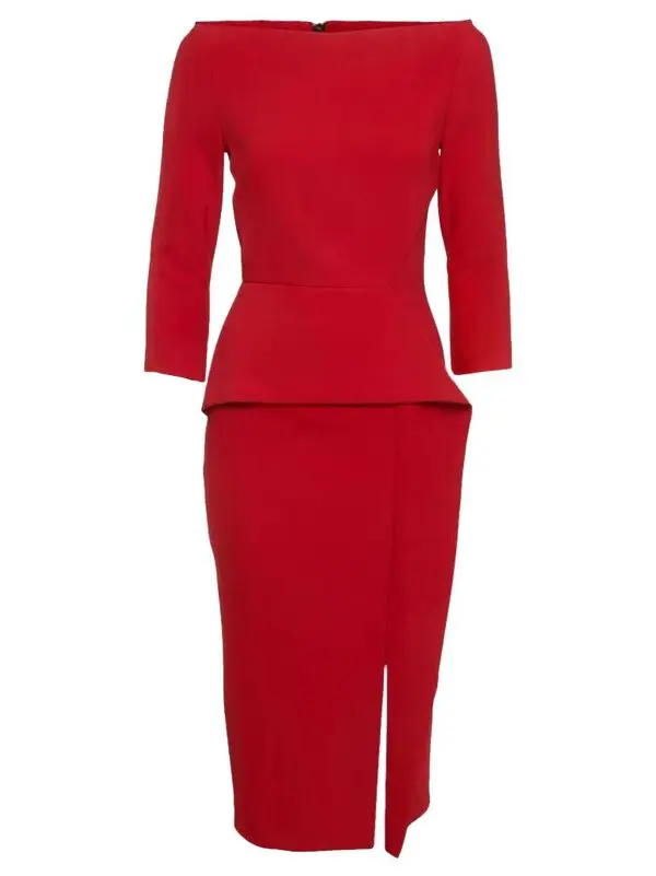 Roland Mouret Peplum Midi Dress - Red