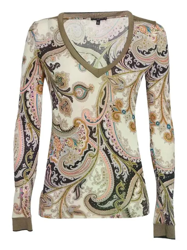 Etro Paisley Print Long-sleeved T-shirt - Neutrals