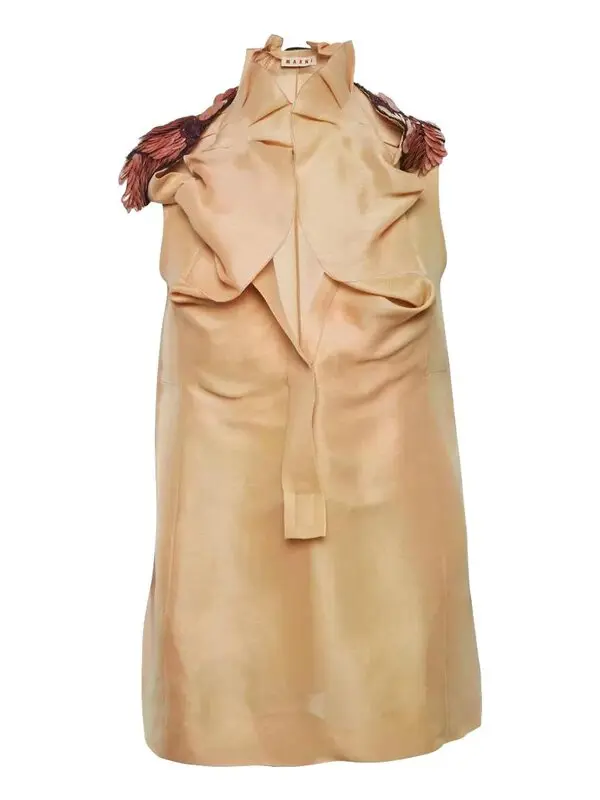 Marni Embellished Ruffle Blouse - Neutrals
