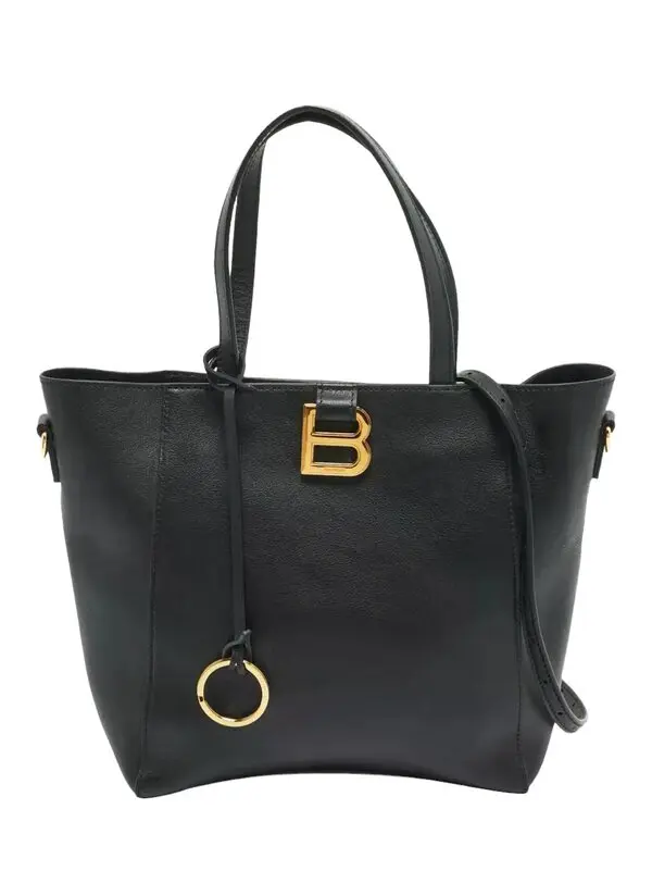 Balenciaga Small Hourglass Leather Tote Bag - Black