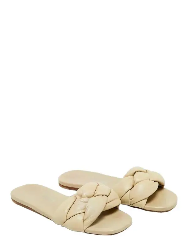 Miu Miu Braided Leather Slides - Neutrals