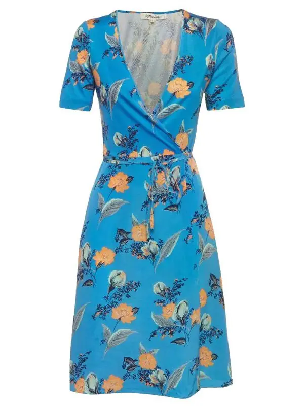 Diane Von Furstenberg Floral-print Wrap Mini Dress - Blue