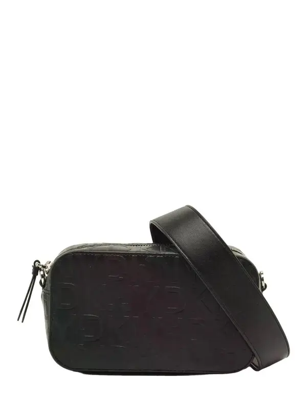 Dkny Monogram Embossed Leather Camera Bag - Black