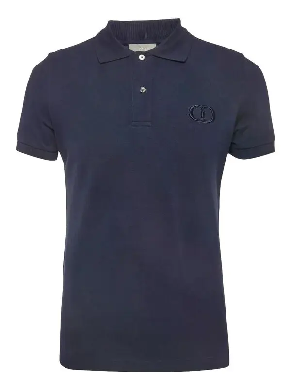 Dior Logo Embroidered Polo Shirt - Blue