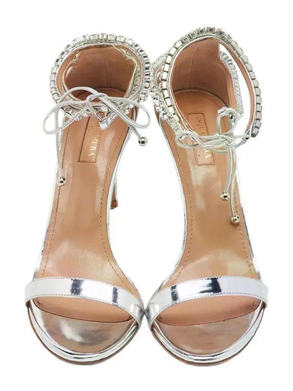 AQUAZZURA Embellished Ankle-wrap Stiletto Sandals - Silver