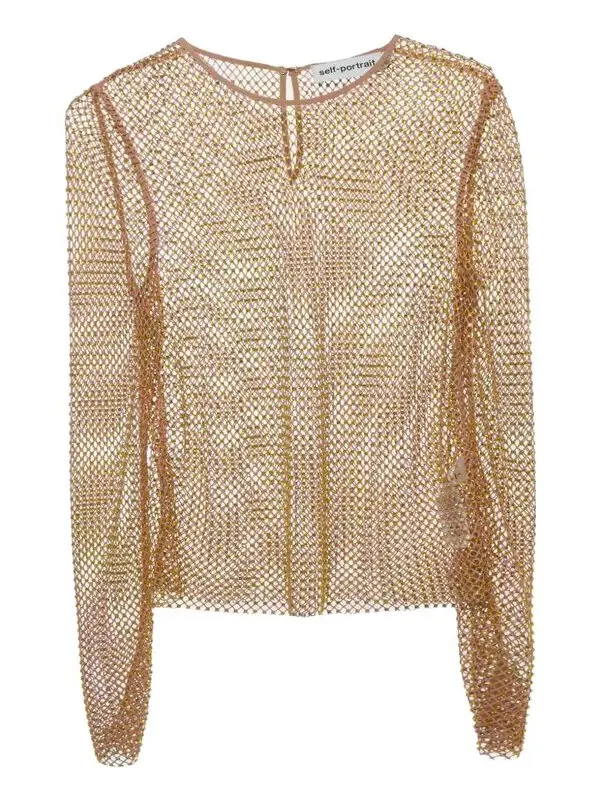 Zimmermann Rhinestone Embellished Mesh Top - Neutrals