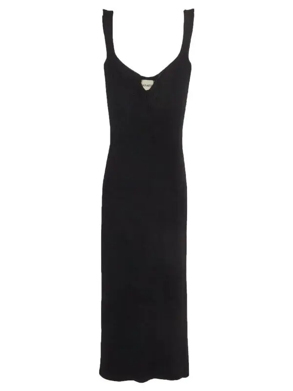 Khaite Ribbed Knit Midi Dress - Black