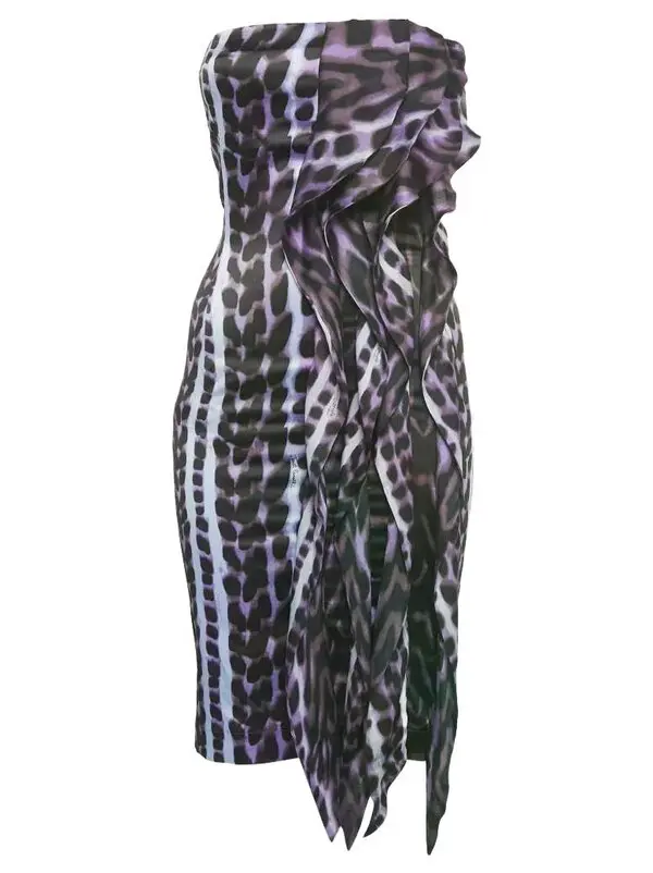 Just Cavalli Leopard-print Strapless Mini Dress - Black