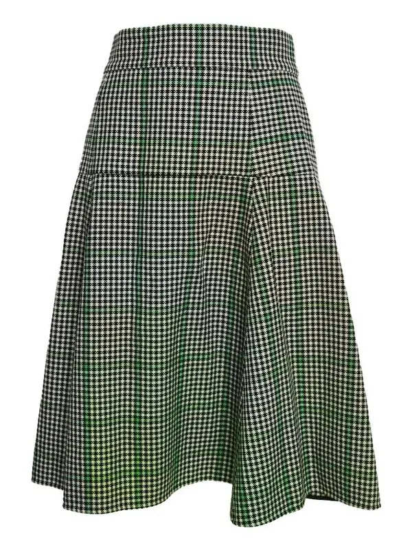 Dolce & Gabbana Houndstooth Flared Midi Skirt - Black
